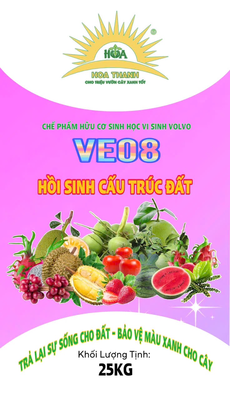 CHẾ PHẨM HỮU CƠ SINH HỌC VI SINH VE08 - CÔNG TY TNHH GIẢI PHÁP NÔNG NGHIỆP HOA THANH